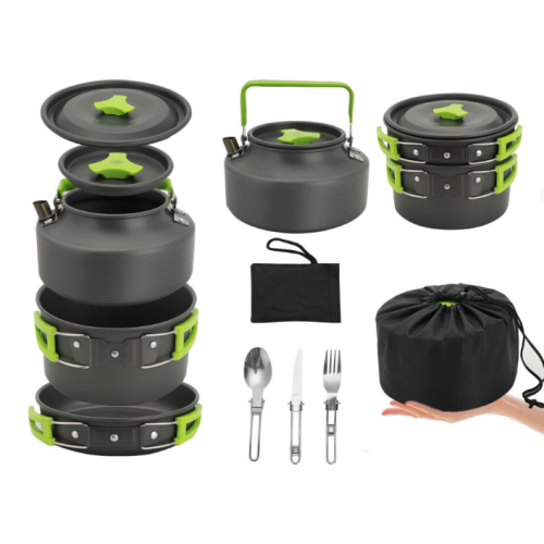 15pcs Camping Cookware Kit Hiking Picnic Cooking Bowl Knife Spoon Set ...