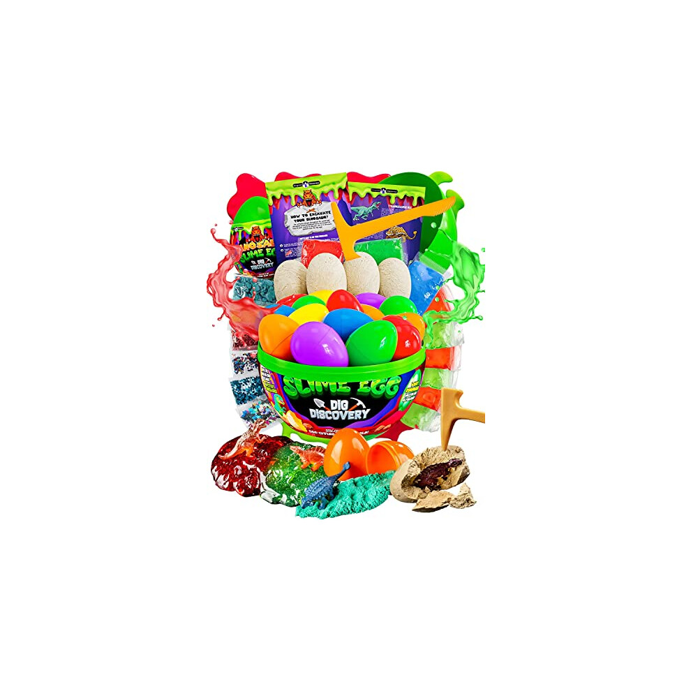 Dinosaur Slime Egg Dig Discovery, Dinosaur Toys Slime Kit with 6 ...