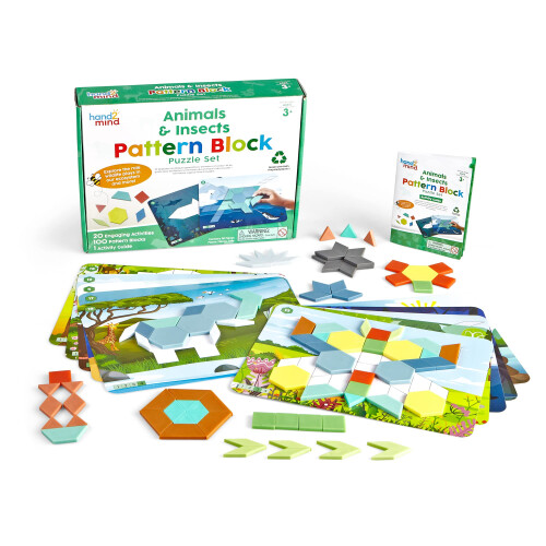 94461 Animals & Insects Set, Play, Shape Puzzle, Pattern Blocks Cards, Maths Counters, Sorting ...