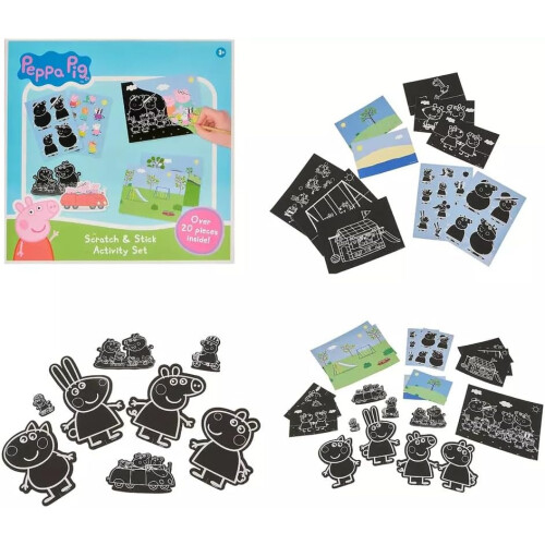 20+ Piece Peppa Pig Scratch Art & Sticker Activity Colouring Box Kit on ...