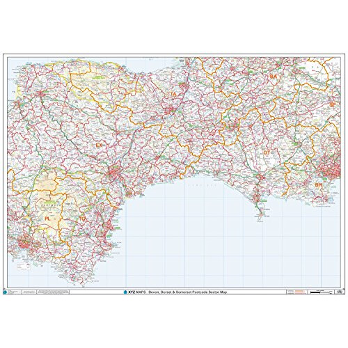 Postcode Sector Map - (S2) - Devon, Dorset & Somerset - Wall Map ...