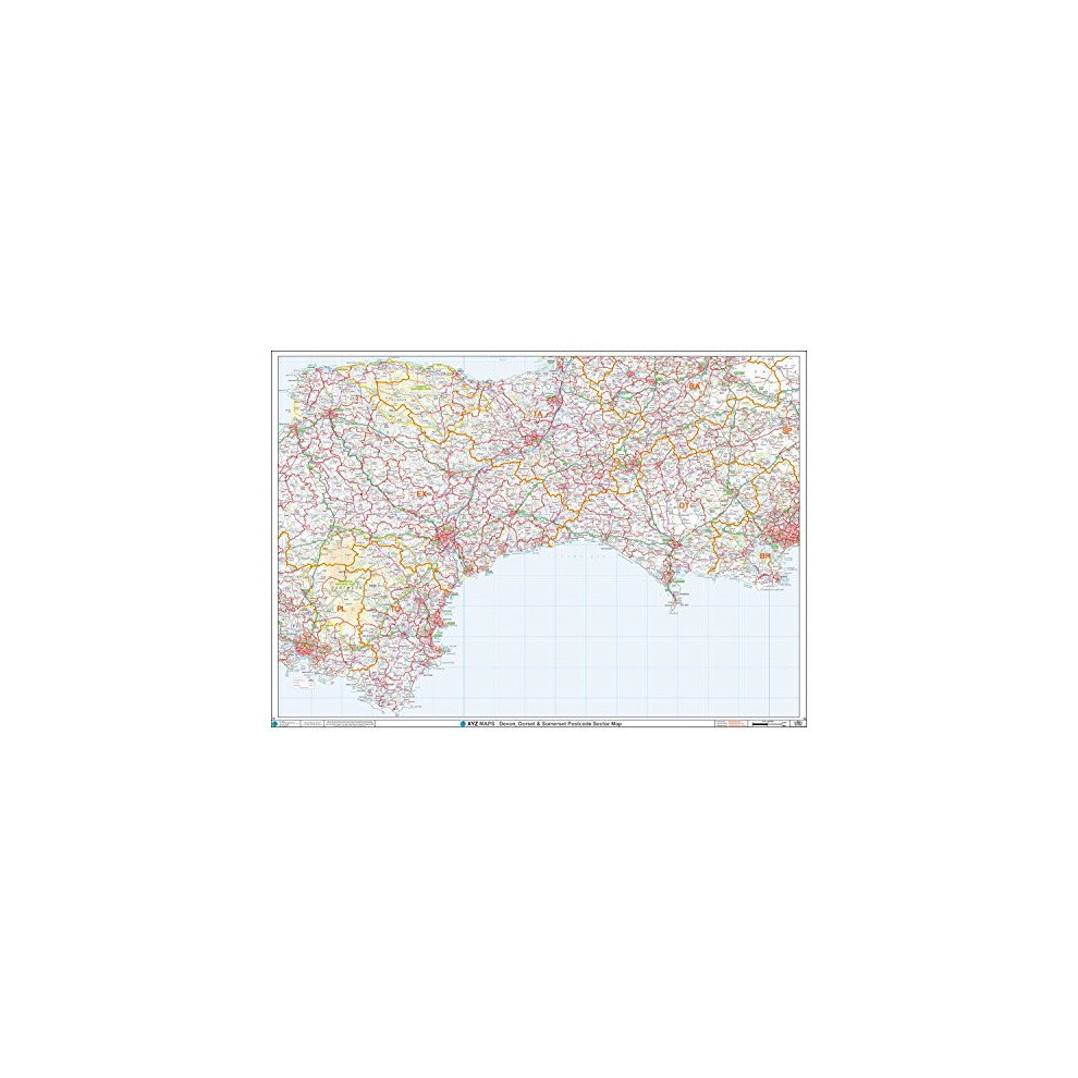Postcode Sector Map - (S2) - Devon, Dorset & Somerset - Wall Map ...