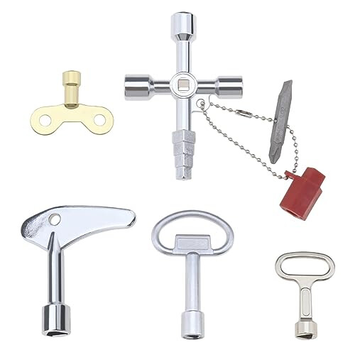 5PCS Utility Keys Set Plumber Key Wrench Tool Square Triangle Socket Spanner Key for Water Tap Faucet Radiator Water Meter Control Cabinet Elevator on OnBuy