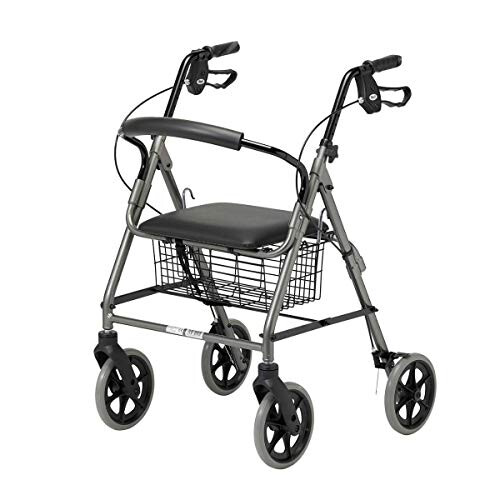 Four Wheeled Rollator Walker with Cable Breaks - Quartz on OnBuy
