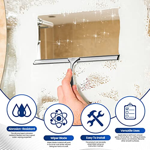 Squeegee Cleaner - Premium Shower Squeegees for Sparkling Clean Glass & Mirrors, Efficient ...