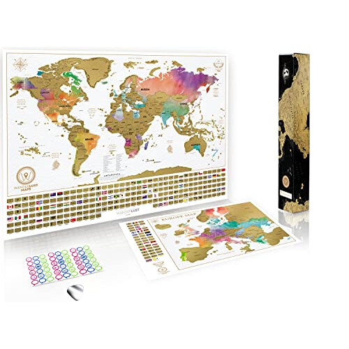 Scratch Off Map - Ultimate Watercolor Pack (World and Europe) | 2 ...