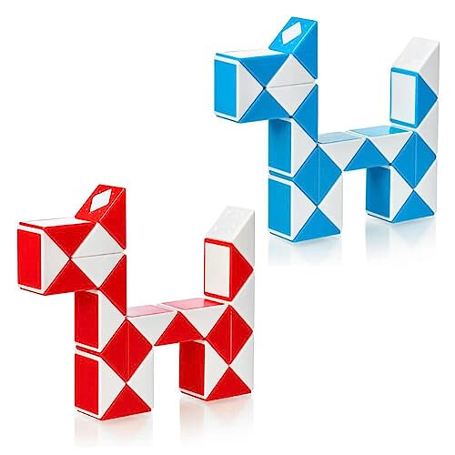 Magic Snake Cube 2 Pack, 24 Blocks Twisty Ruler, 3D Puzzle Toy Snake ...