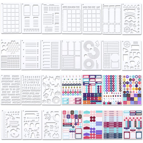 20 Pcs Journal Stencil Set, Time Saving Planner, Incl Bullet Point ...