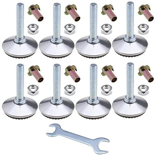 8 Set Adjustable Levelling Feet M10 Height Adjuster Furniture Levellers ...