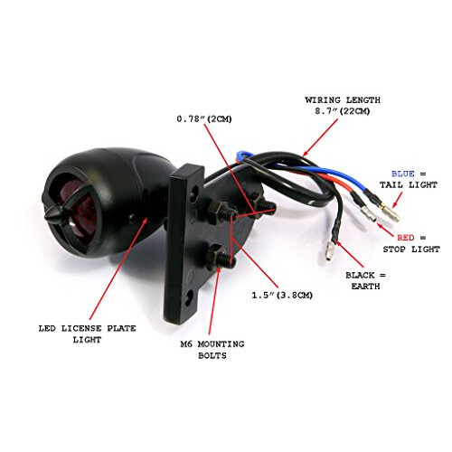 Motorcycle Rear Running LED Taillight in Black Custom Chopper Stop ...