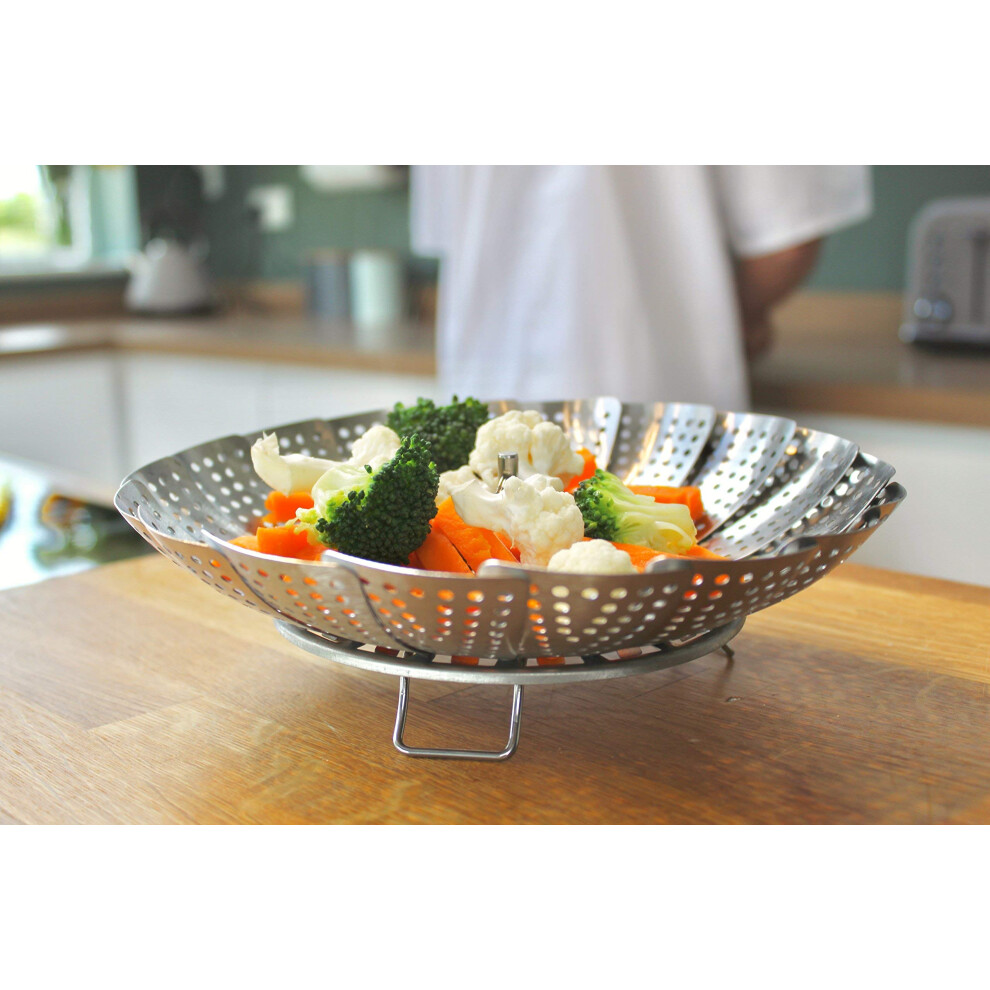 Stainless Steel Vegetable Steamer Basket - Collapsable, Foldable ...