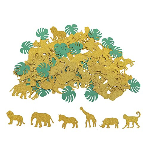 100 Pack Jungle Animal Confetti Gold Glitter Safari Themed Confetti for ...