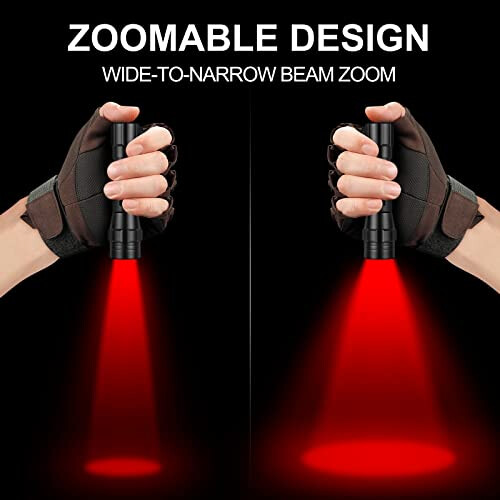 Red Light Torch, Single Mode LED Red Torch for Night Vision, Zoomable ...