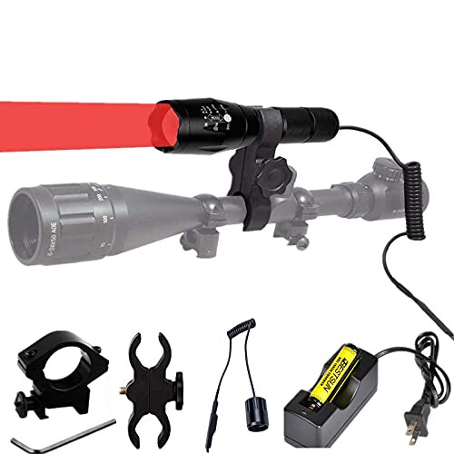 Red LED Hunting Torch,350 Yards Long Range Tactical Red Torches 10000 ...