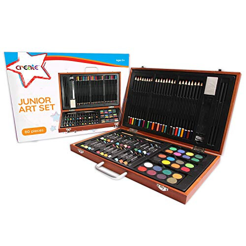 Wooden Art Set - (80 Piece) Deluxe Junior Art Creativity Set Box for ...