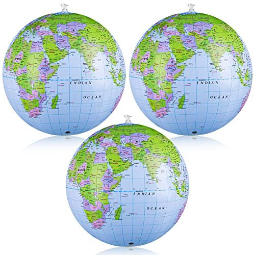 3 Pack Inflatable Globes World Map Globe Ball 16 Inches PVC Globe of ...