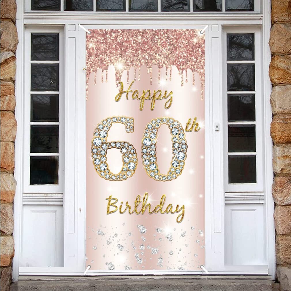 60th Birthday Decoration for Women, Happy 60th Birthday Backdrop Banner ...
