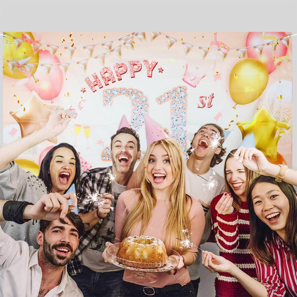 21st Birthday Banner 72.8 X 42.5 Inch Personalised 21st Birthday Banners Rose Gold 21st Birthday Decorations Birthday Party Decoration Backdrop on OnBuy