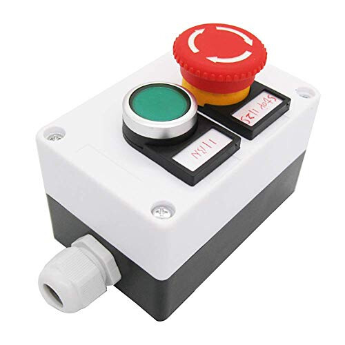 Green Momentary Push Button Switch 440V 10A 1NC 1NO,Red Mushroom Emergency Stop 1NC 1NO Latching ...