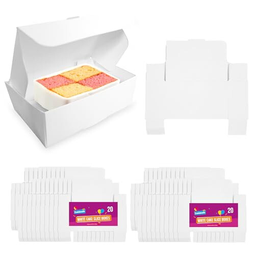 60pk White Cake Slice Boxes Individual | Small Cake Boxes for Slices | Single Slice Cake Boxes ...