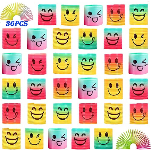 Mini Slinky for Party Bags, Party Bag Fillers for Kids 36Pcs Rainbow ...