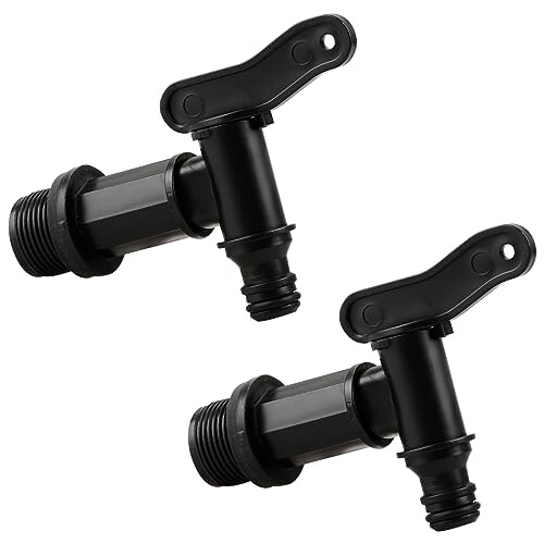 2pcs Water Butt Tap, GLADFRESIT 3/4" Plastic Water Hosepipe Rain Barrel ...