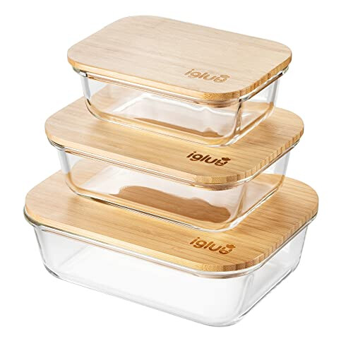 Glass Food Storage Containers (Set of 3), Eco-friendly Food Containers ...