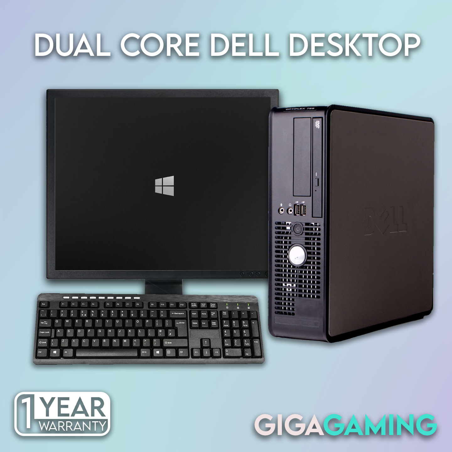 FULL DELL DESKTOP TOWER Intel Dual Core PC + Windows 10 + Accessories ...