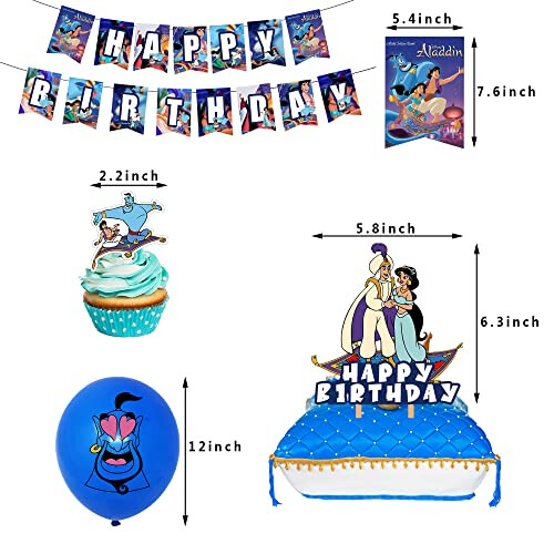 Birthday Aladdin Princess Jasmine Balloons Decorations Happy Birthday ...