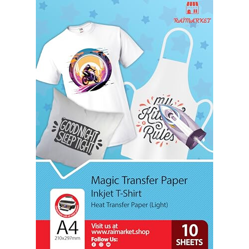 Premium Iron on Transfer Paper t-Shirt Printing for Light Fabrics, A4 ...