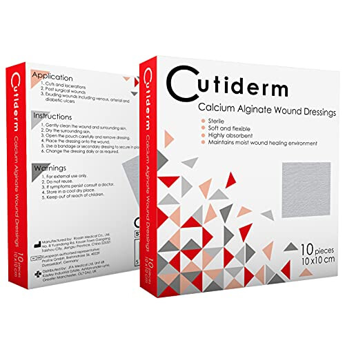 Pack of 10 Cutiderm Calcium Alginate Low Adherent Wound Dressing 10cm x ...