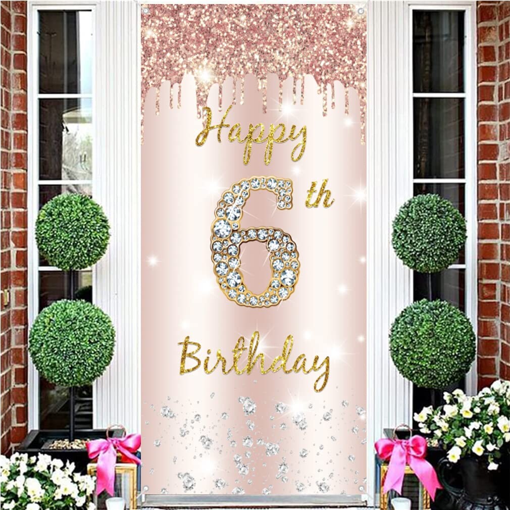 6th Birthday Decoration for Girls, Happy 6th Birthday Backdrop Banner ...