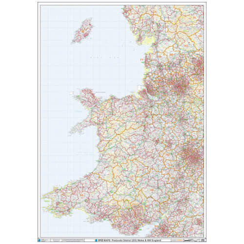 Wales - Postcode District Wall Map-Plastic Coated on OnBuy