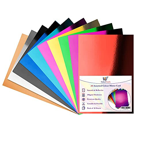 Assorted Colour Mirror Card A4 Coloured Metallic Mirror Board Thick ...