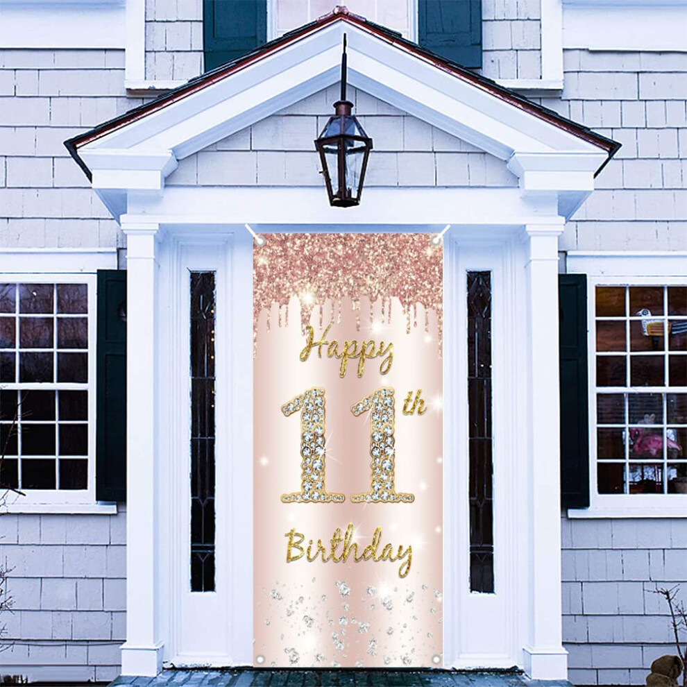 11th Birthday Decoration for Girls, Happy 11th Birthday Backdrop Banner ...