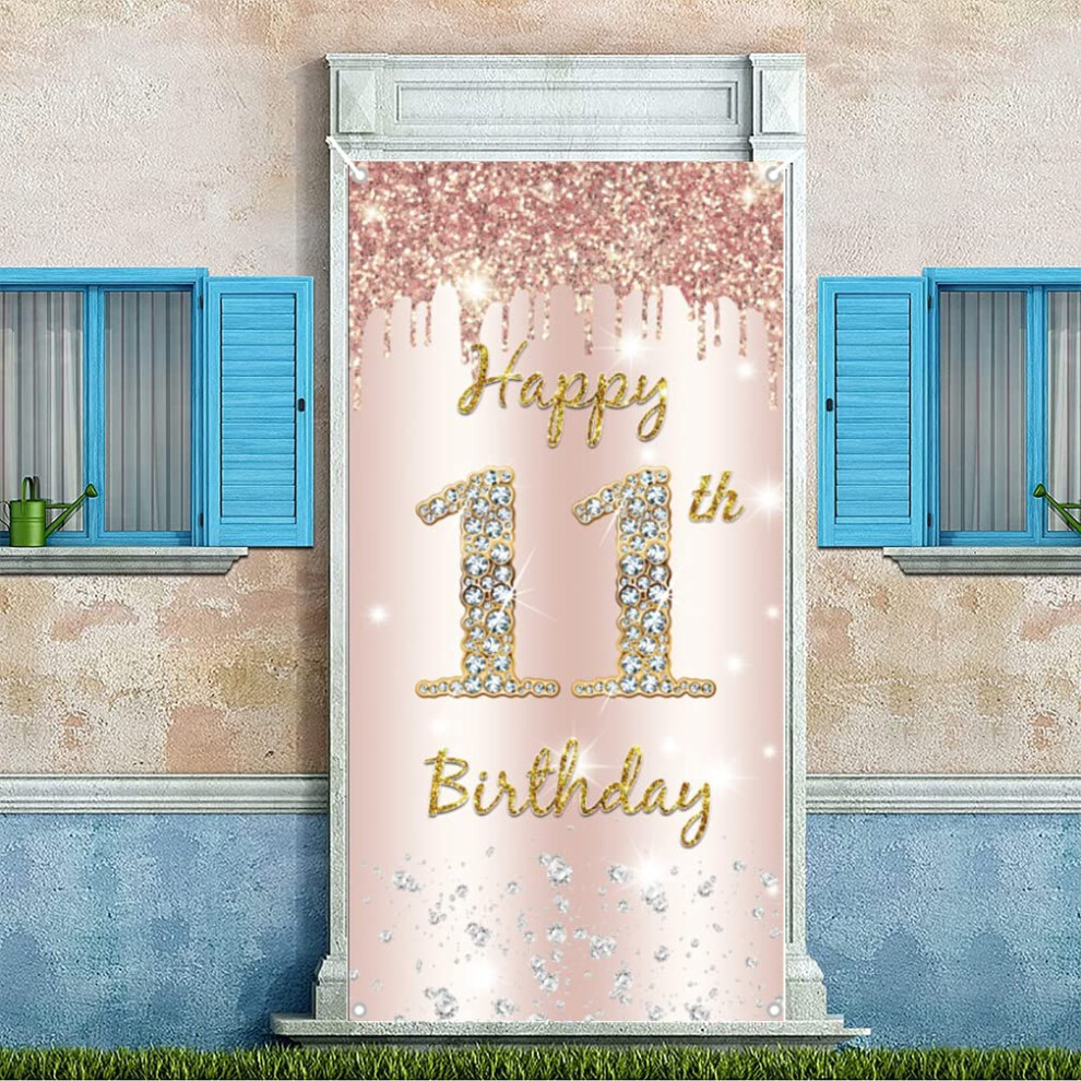 11th Birthday Decoration for Girls, Happy 11th Birthday Backdrop Banner ...