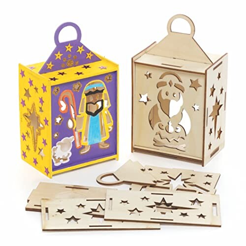 FC294 Nativity Wooden Lantern - Pack of 3, Christmas Wooden Craft Set ...