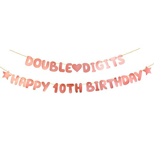 10th Birthday Deocrations Double Digits Banner Happy 10th Birthday ...