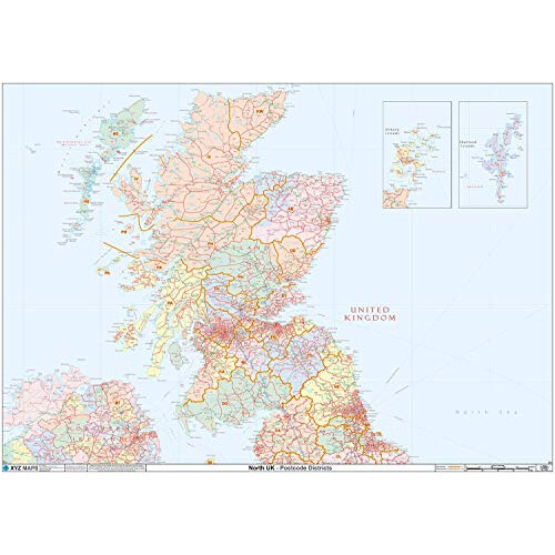 Scotland - Postcode District Wall Map-Paper on OnBuy