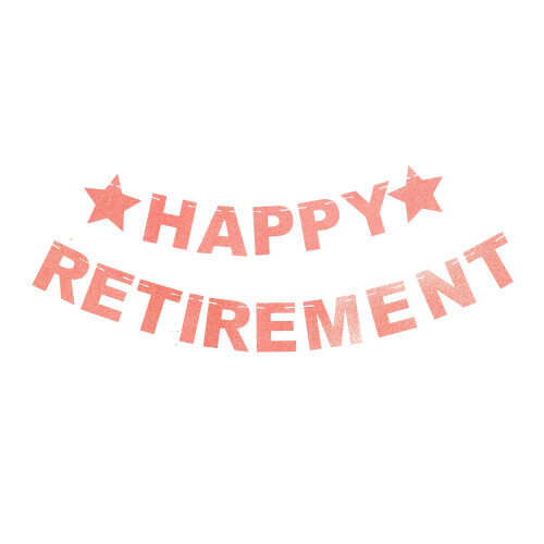 Happy Retirement Bunting Banner for Woman，Rose Gold Glitter Retirement ...