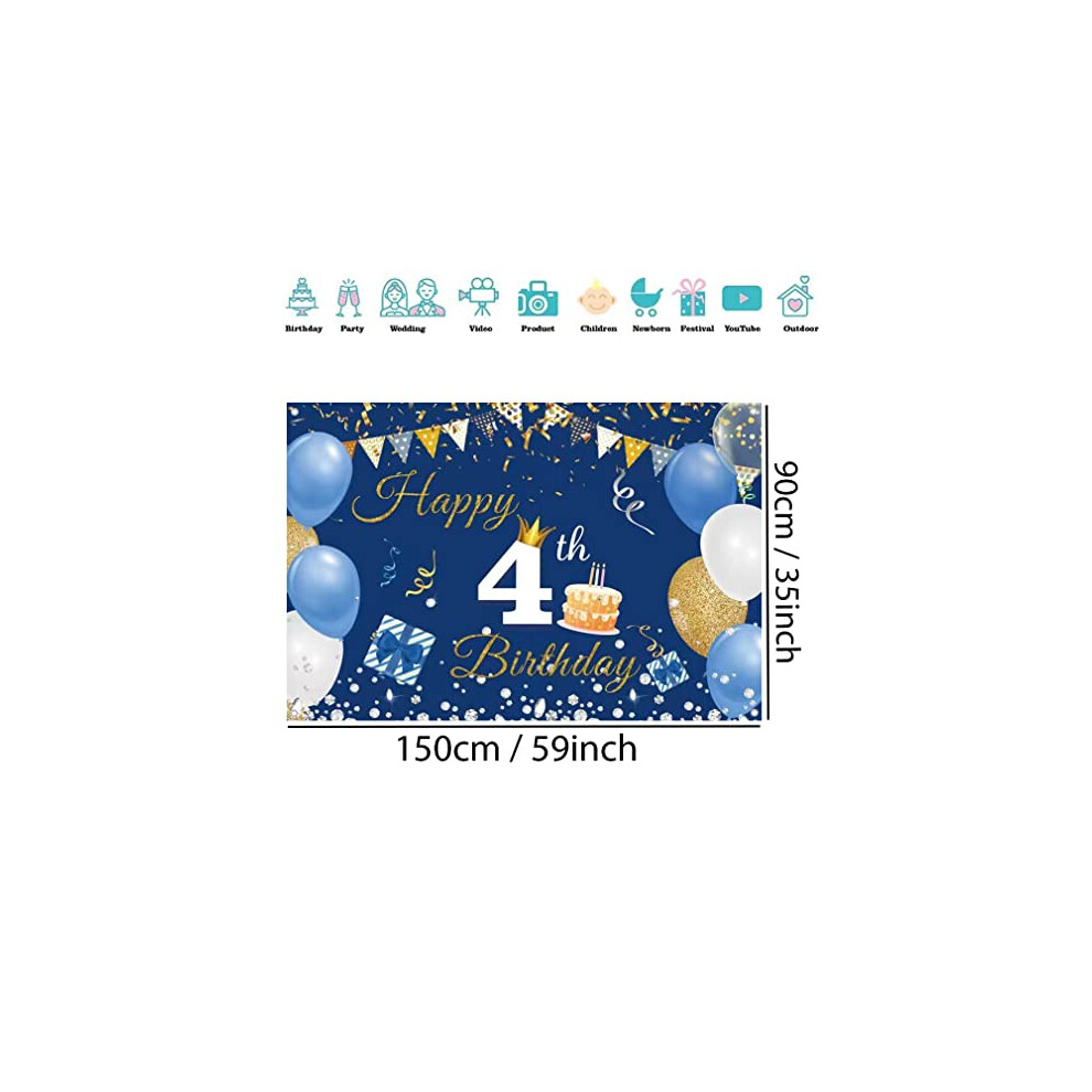 4th Birthday Decorations for Boy Girls Happy 4th Birthday Backdrop ...