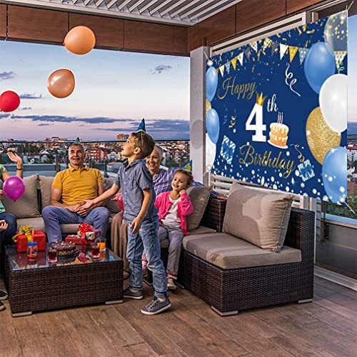 4th Birthday Decorations for Boy Girls Happy 4th Birthday Backdrop ...