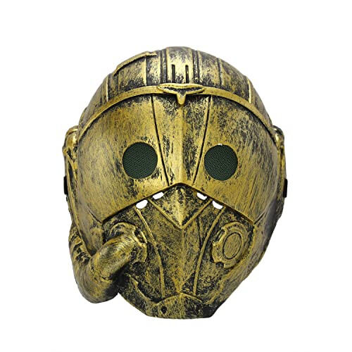 Halloween Mask Steampunk Cyborg Gold Costume Adult Outfit Scary Spooky ...