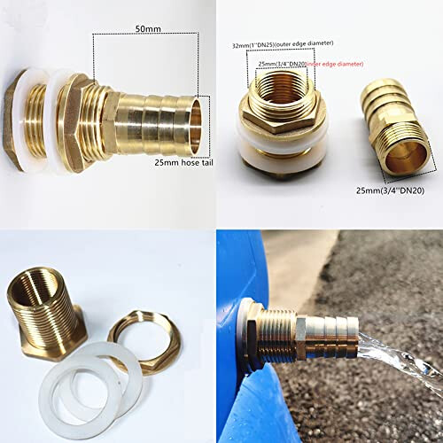 Brass Water Tank Hose Connectors Adapter, Male Threaded Bulkhead ...