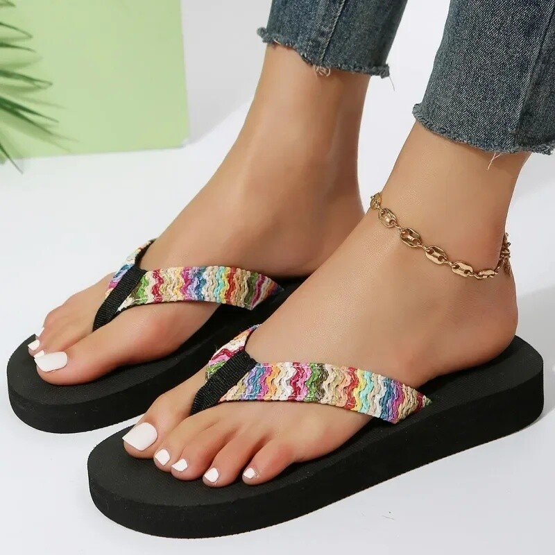 (Black, 39) Women's Flip Flop Fashion Flat Sandals Outdoor Casual Flip ...