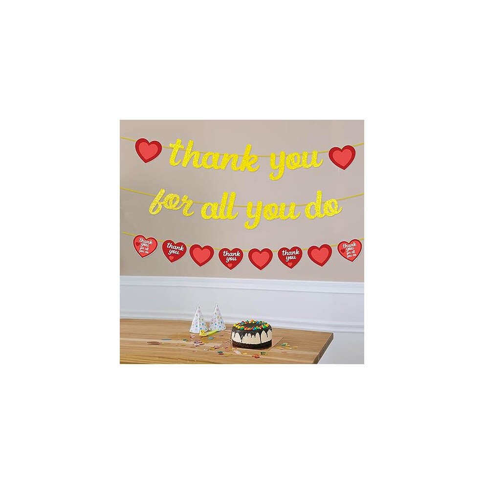 Gold Glittery Thank You for All You Do Banner Thank You Employee ...