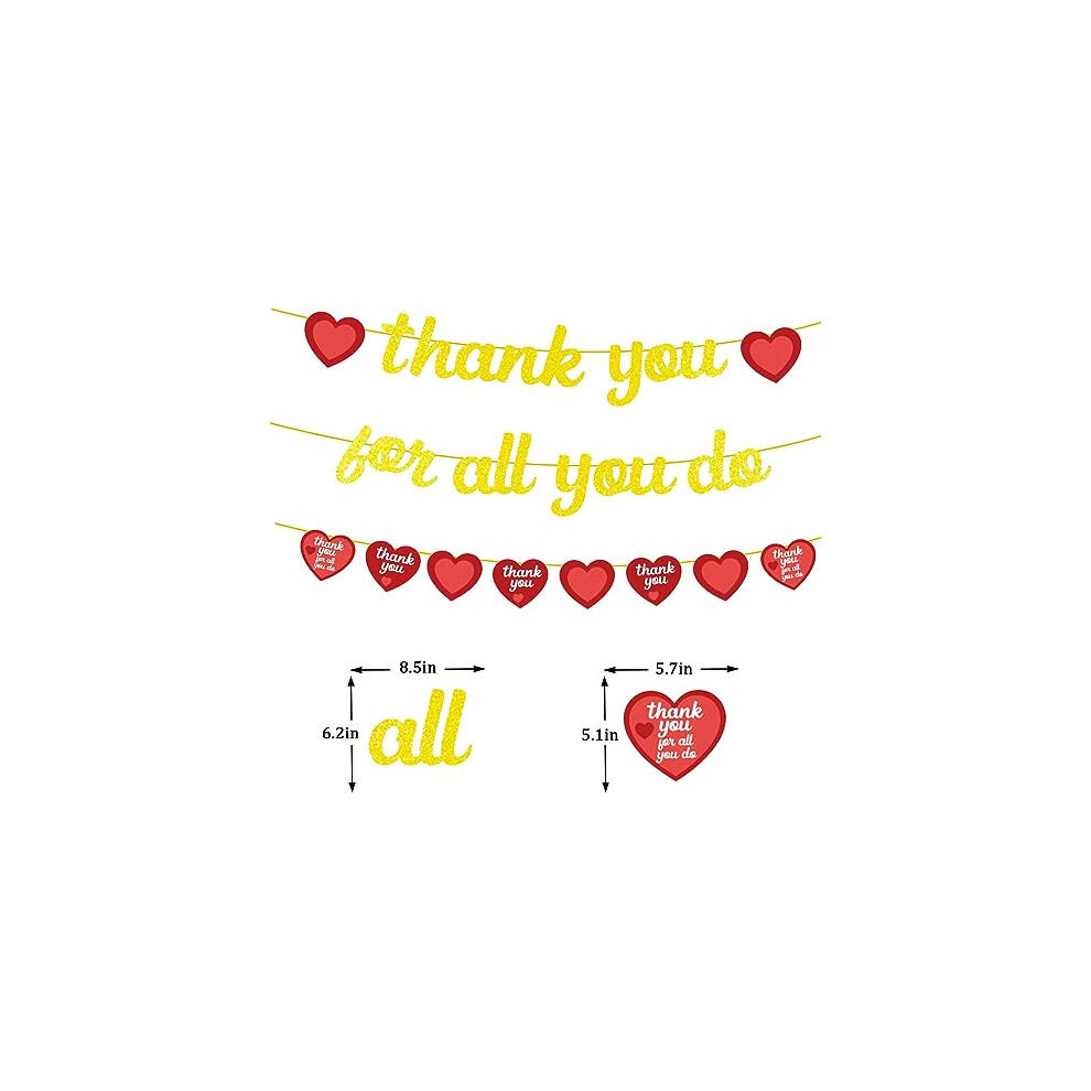 Gold Glittery Thank You for All You Do Banner Thank You Employee ...