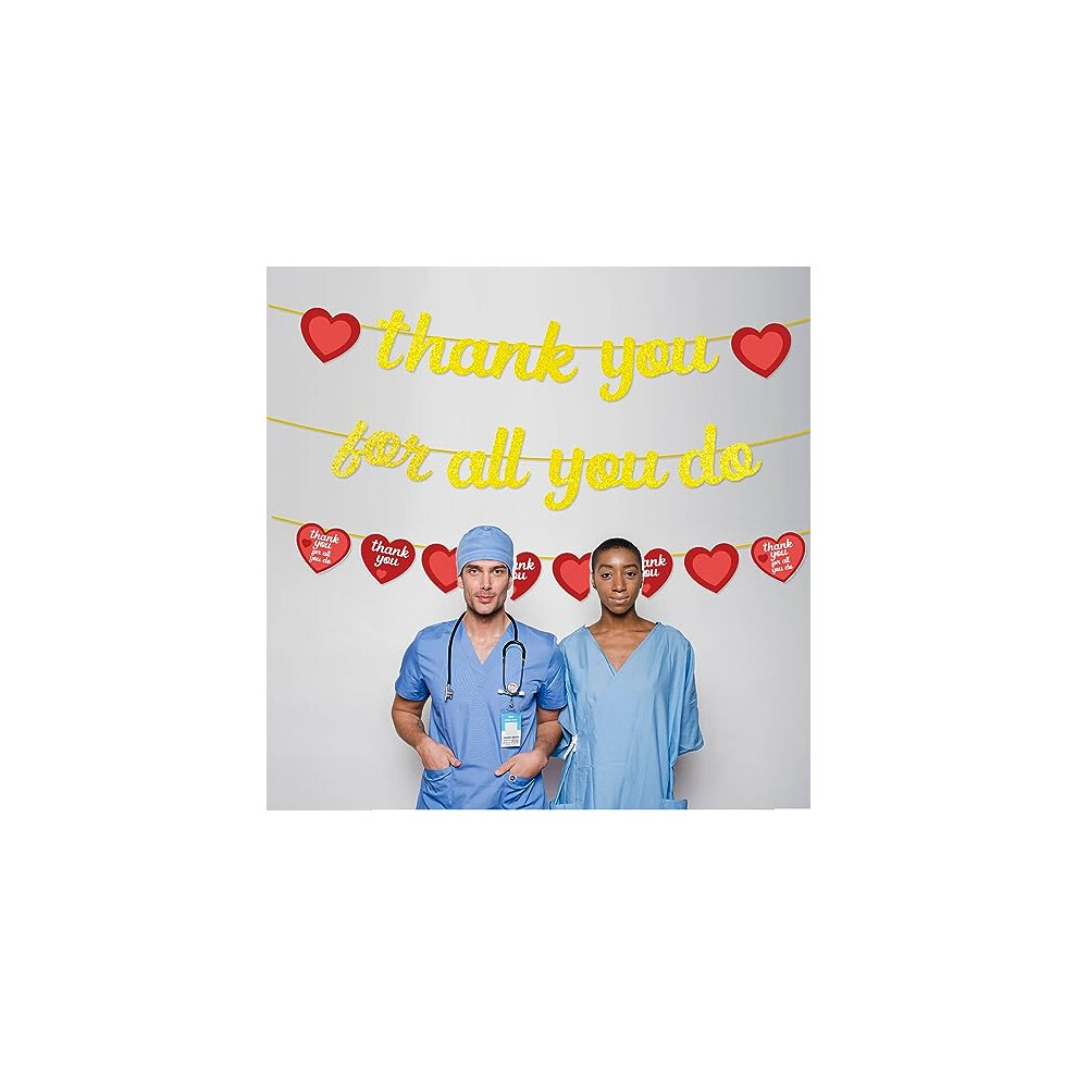 Gold Glittery Thank You for All You Do Banner Thank You Employee ...