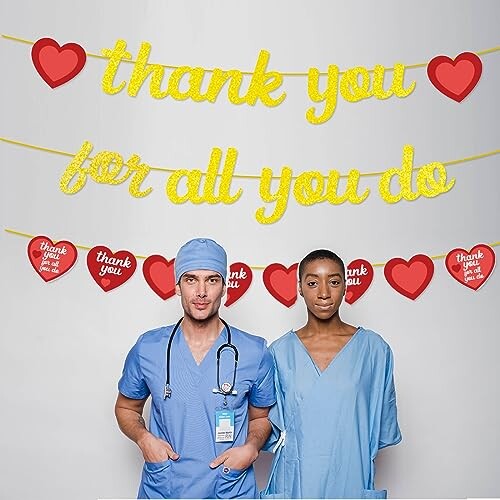 Gold Glittery Thank You for All You Do Banner Thank You Employee ...