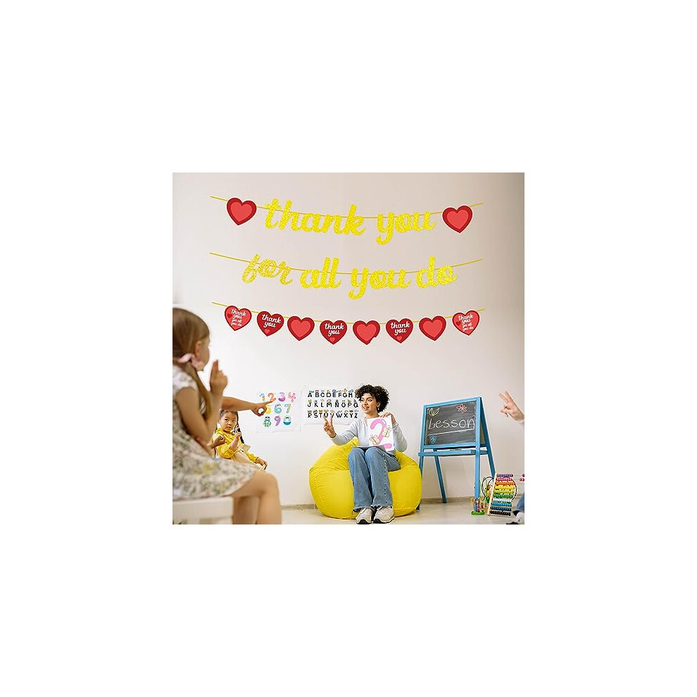 Gold Glittery Thank You for All You Do Banner Thank You Employee ...